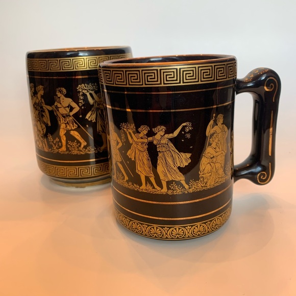spyropoulos | Kitchen | Vintage Greek 24k Spyropoulos Mugs Black And ...